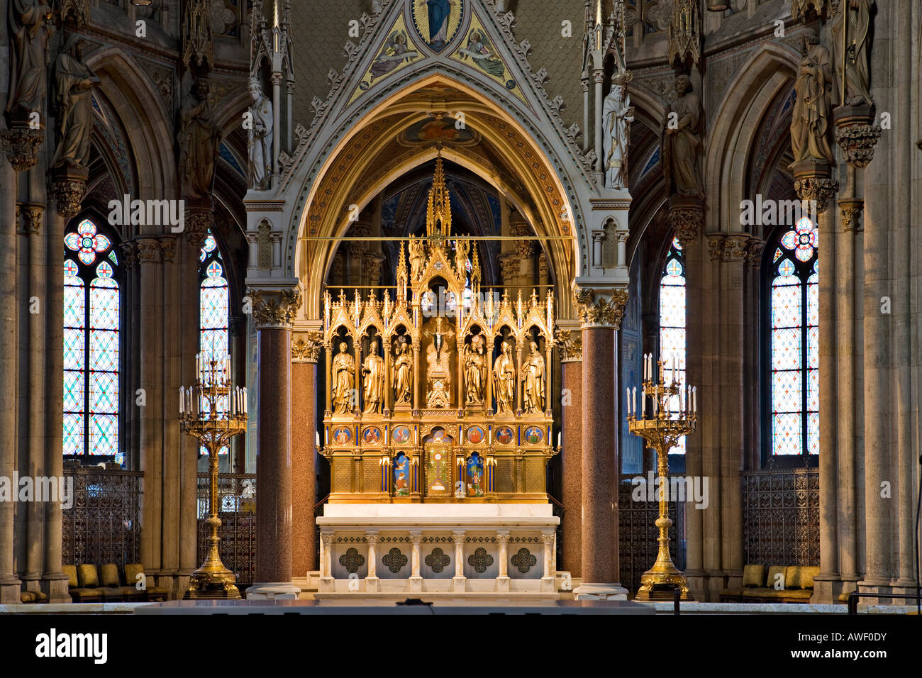 Altar at Votivkirche Church, neo-Gothic basilica in Vienna, Austria ...