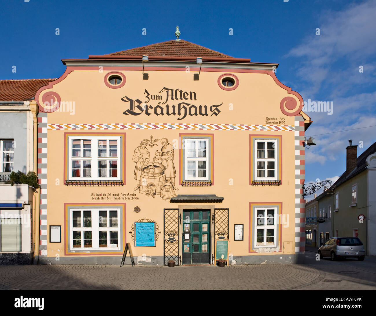 Old brewery in the main square of Neunkirchen, Lower Austria, Austria ...