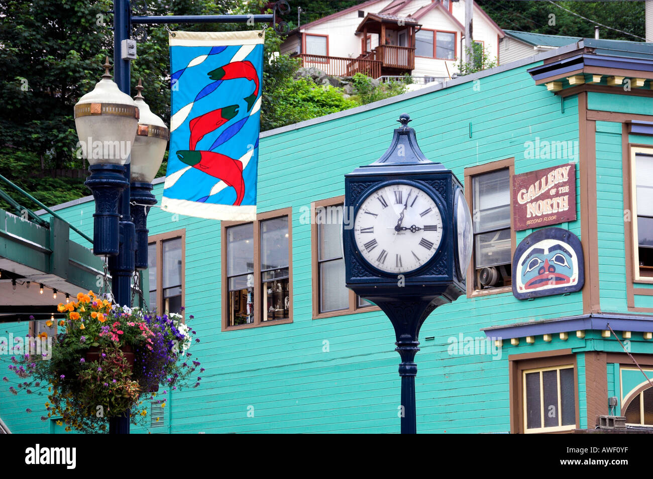 A clock tower on the street of Juneau Alaska USA Stock Photo - Alamy