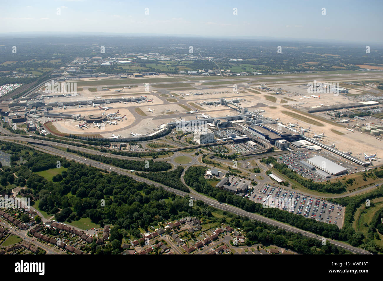 Gatwick Airport view from the air Stock Photo - Alamy