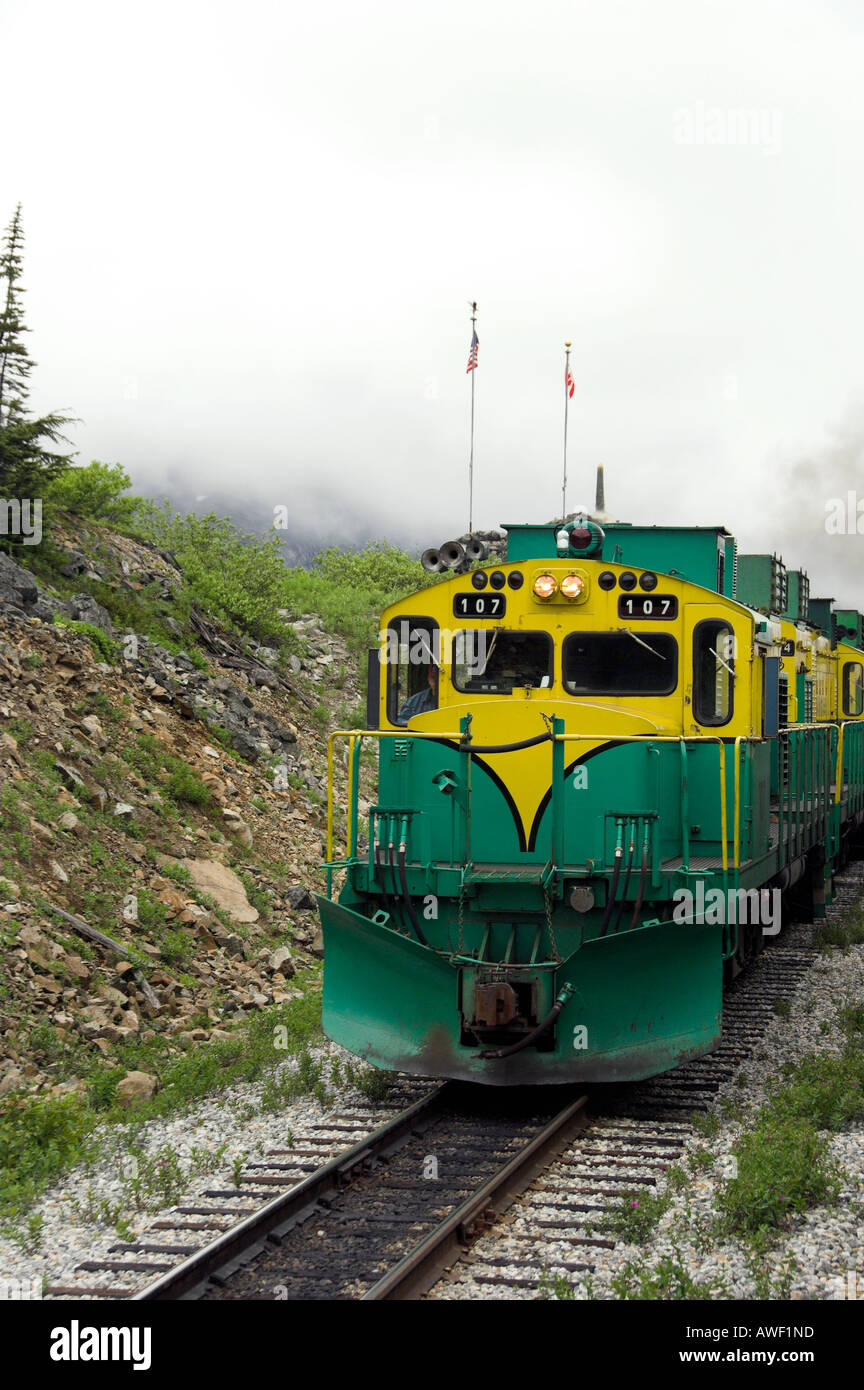 The White Pass and Yukon Railway excursion train in the scenic ...