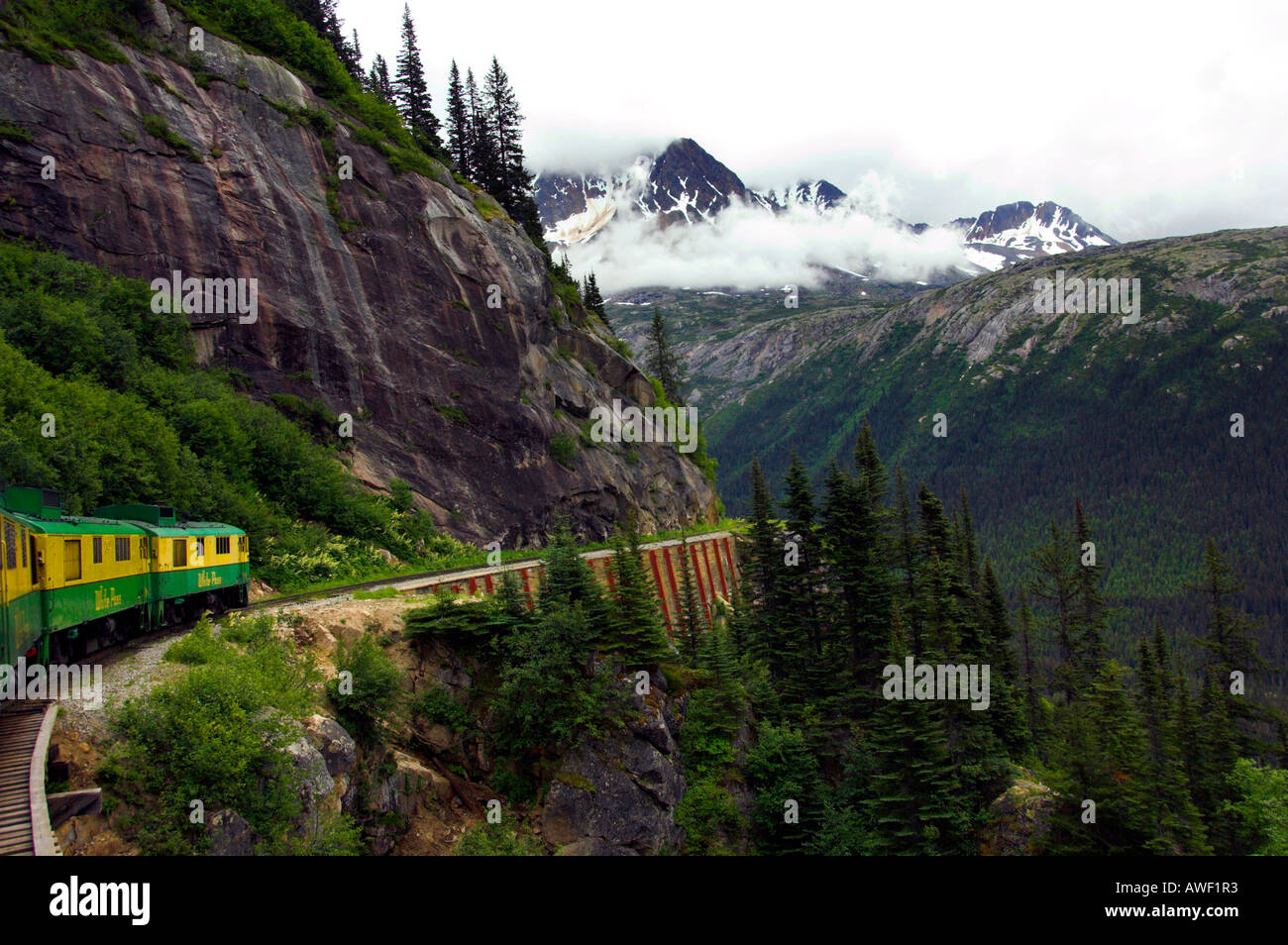 The White Pass and Yukon Railway excursion train in the scenic ...