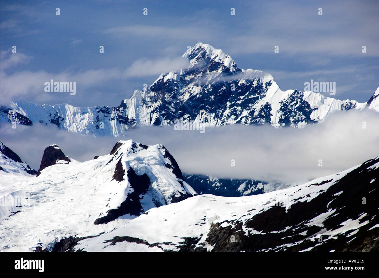 Mount Wilbur in the Fairweather Range above the John Hopkins Glacier in ...
