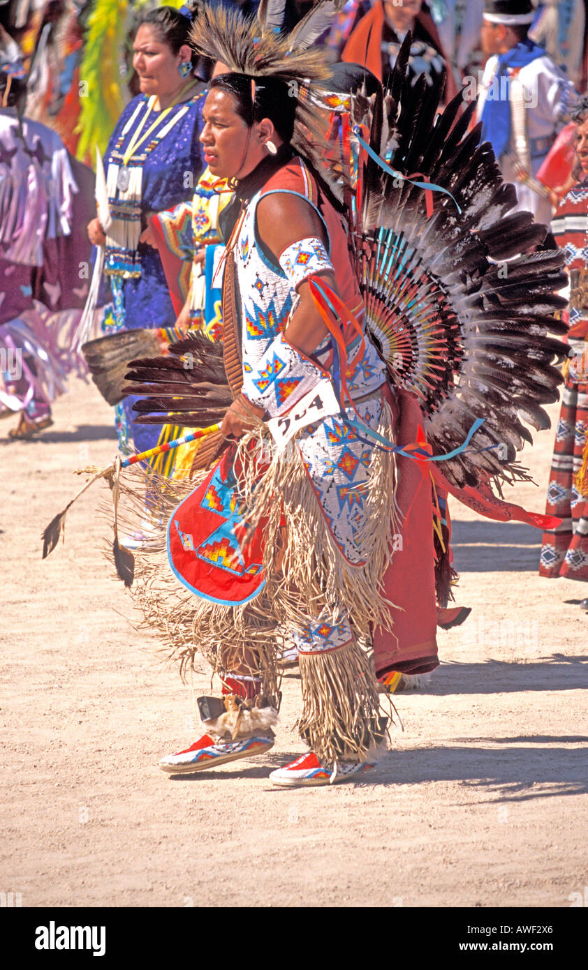 Native north American Indian competition dancer at the Indio Pow Wow ...