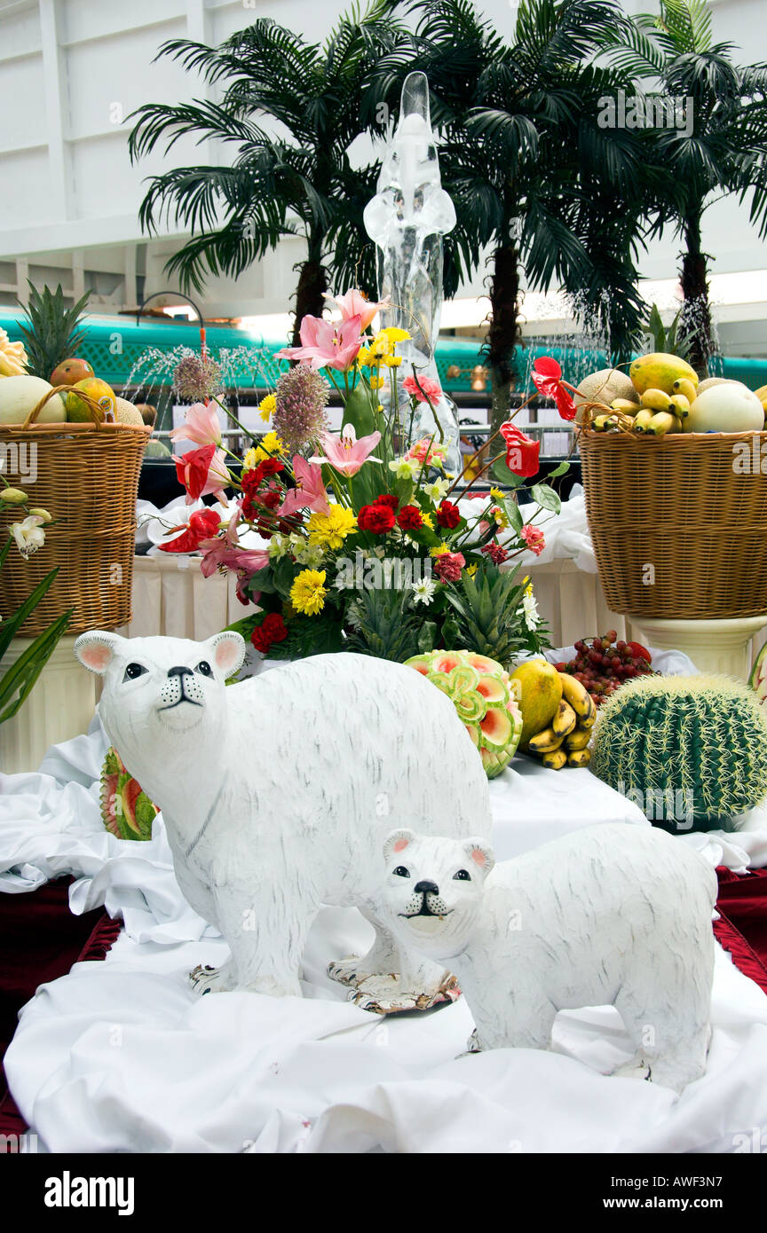 Attractive food displayed with Alaskan decor on deck of the Holland ...