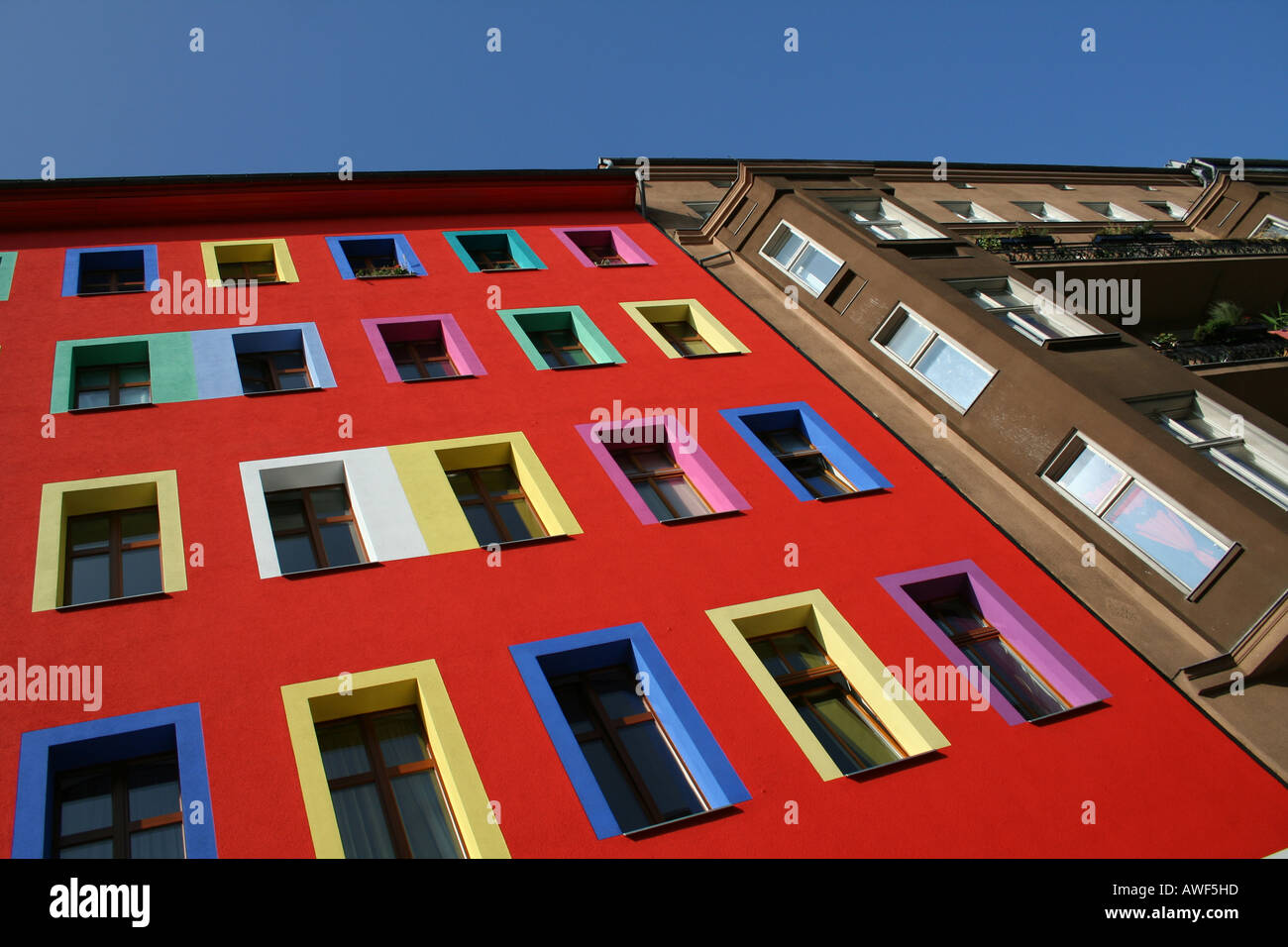 old and new building showing contrast in colours Stock Photo - Alamy