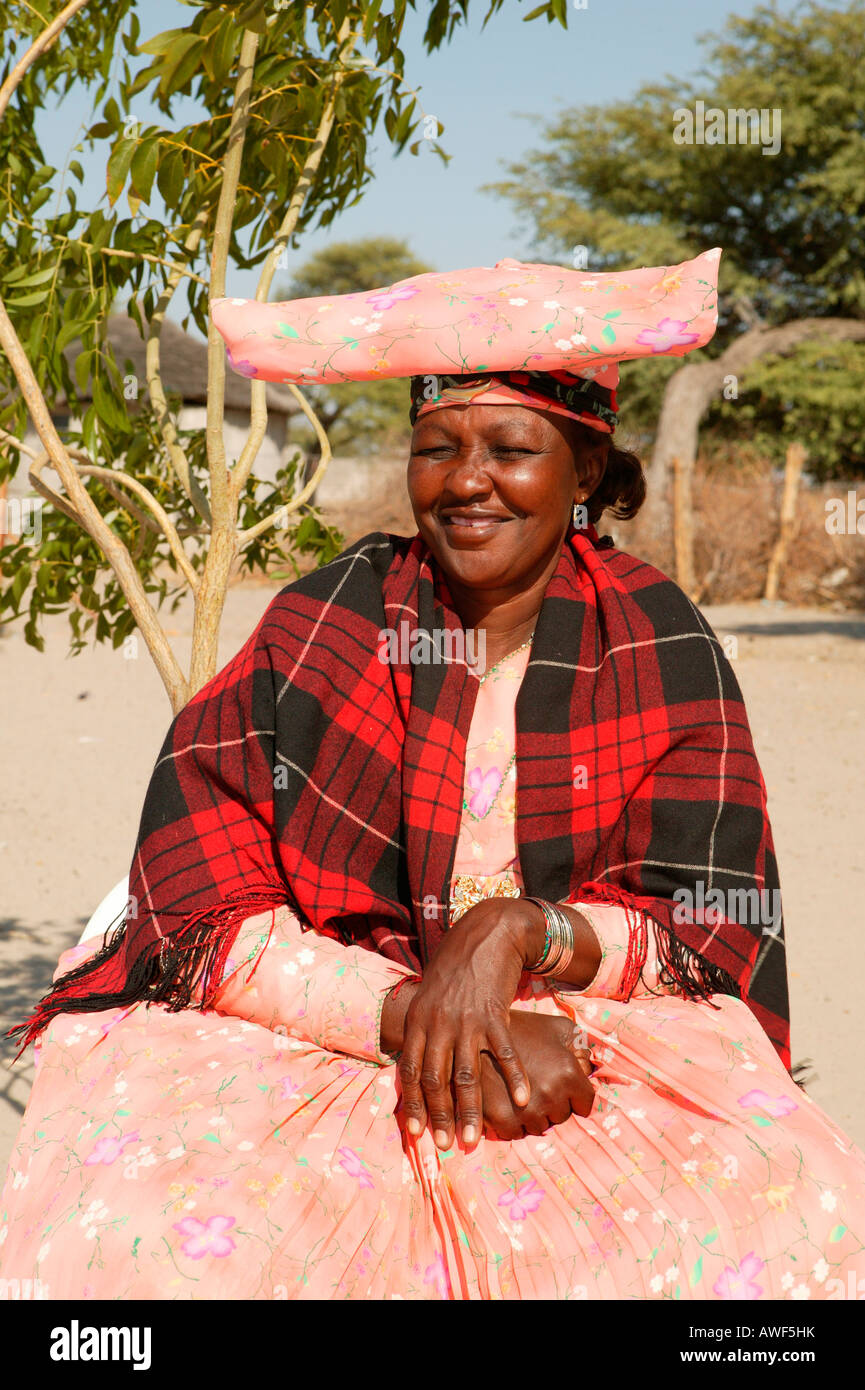 Woman wearing traditional costume, Sehitwa, Botswana, Africa Stock ...