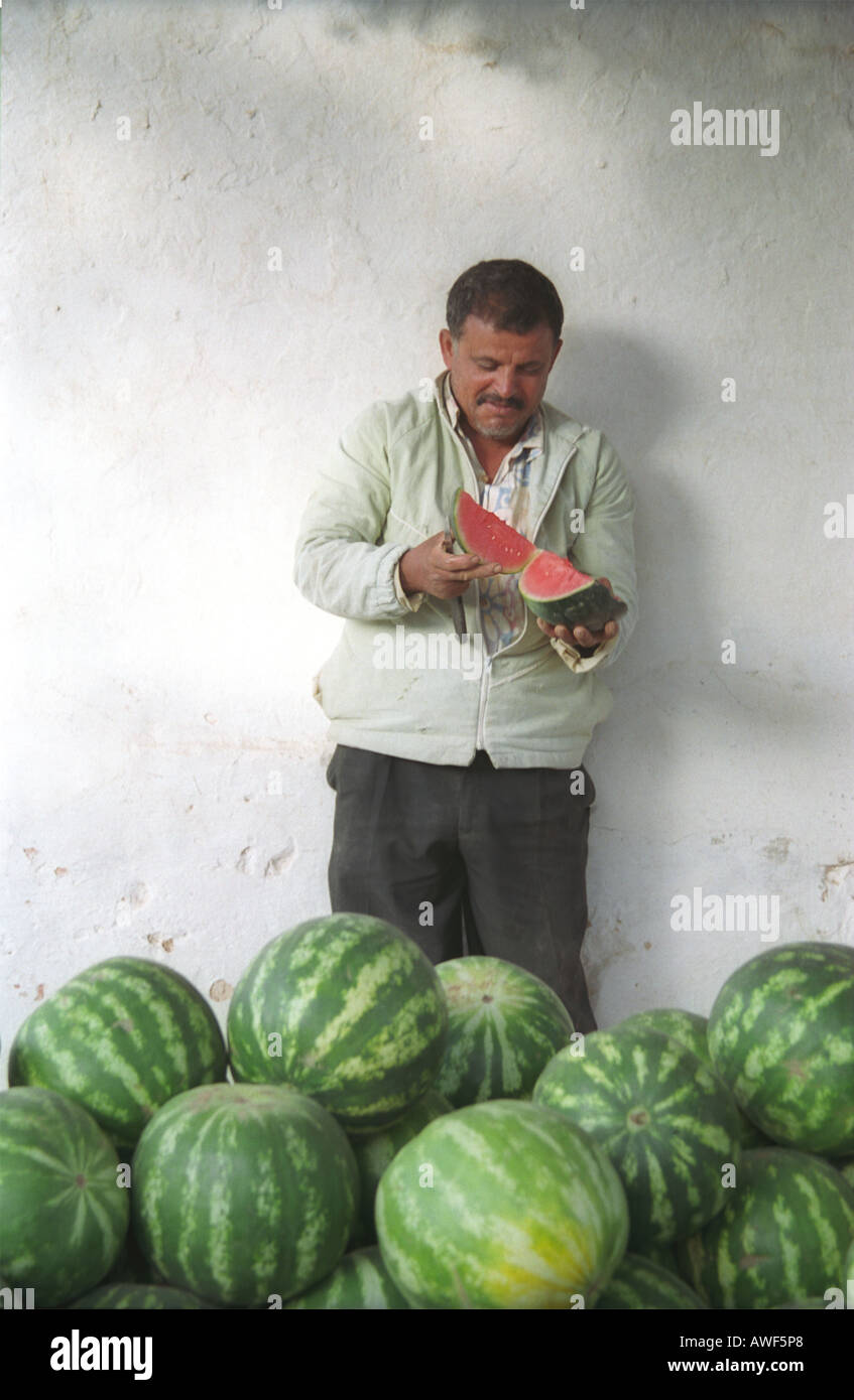 man selling watermelons, Djerba, Tunisia Stock Photo - Alamy