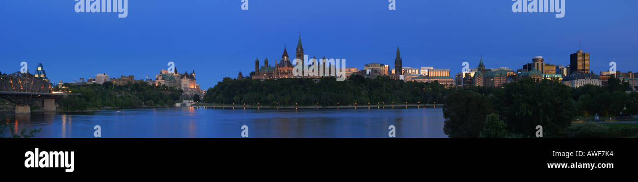 Ottawa Skyline Panorama By Night Stock Photo - Alamy