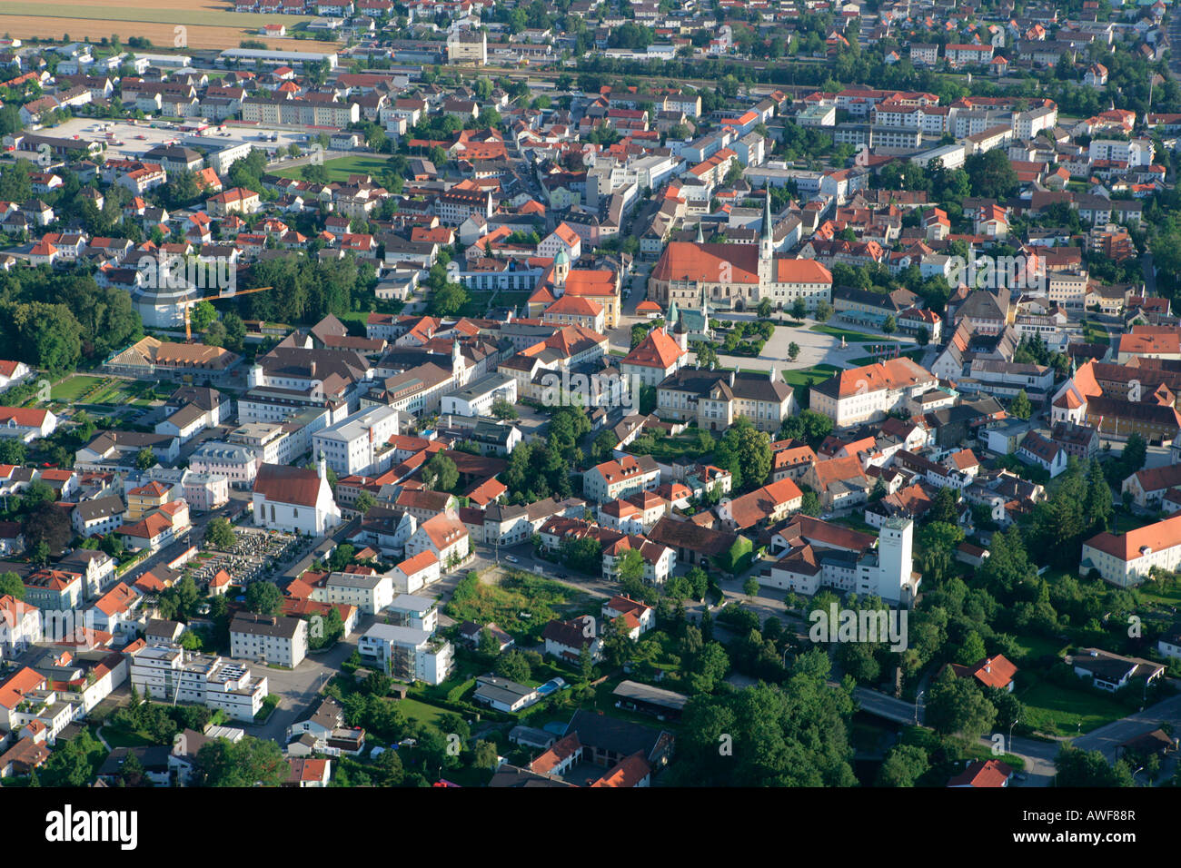 Aerial view, Altoetting, Upper Bavaria, Bavaria, Germany Stock Photo ...