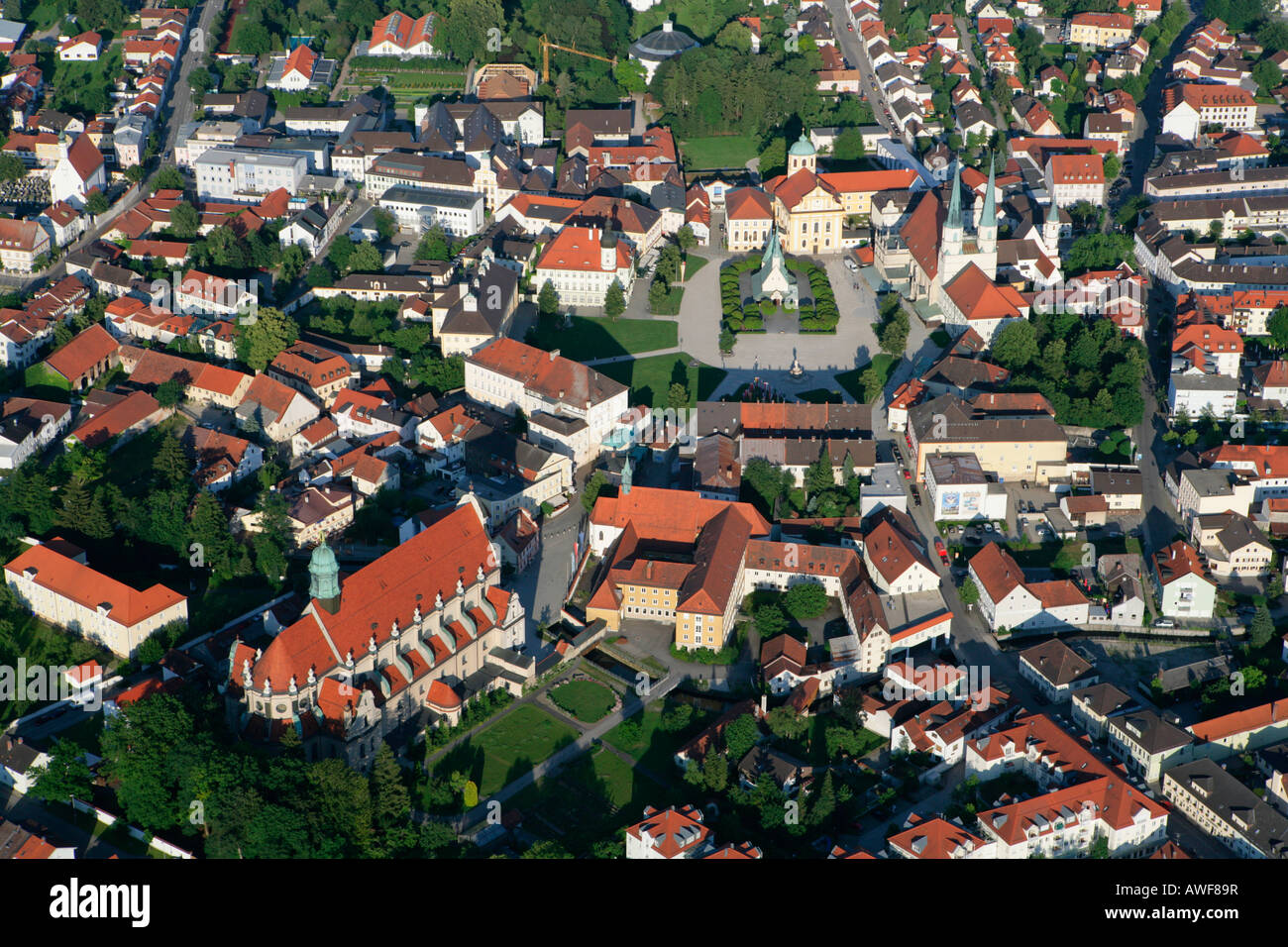 Aerial view, Altoetting, Upper Bavaria, Bavaria, Germany Stock Photo ...
