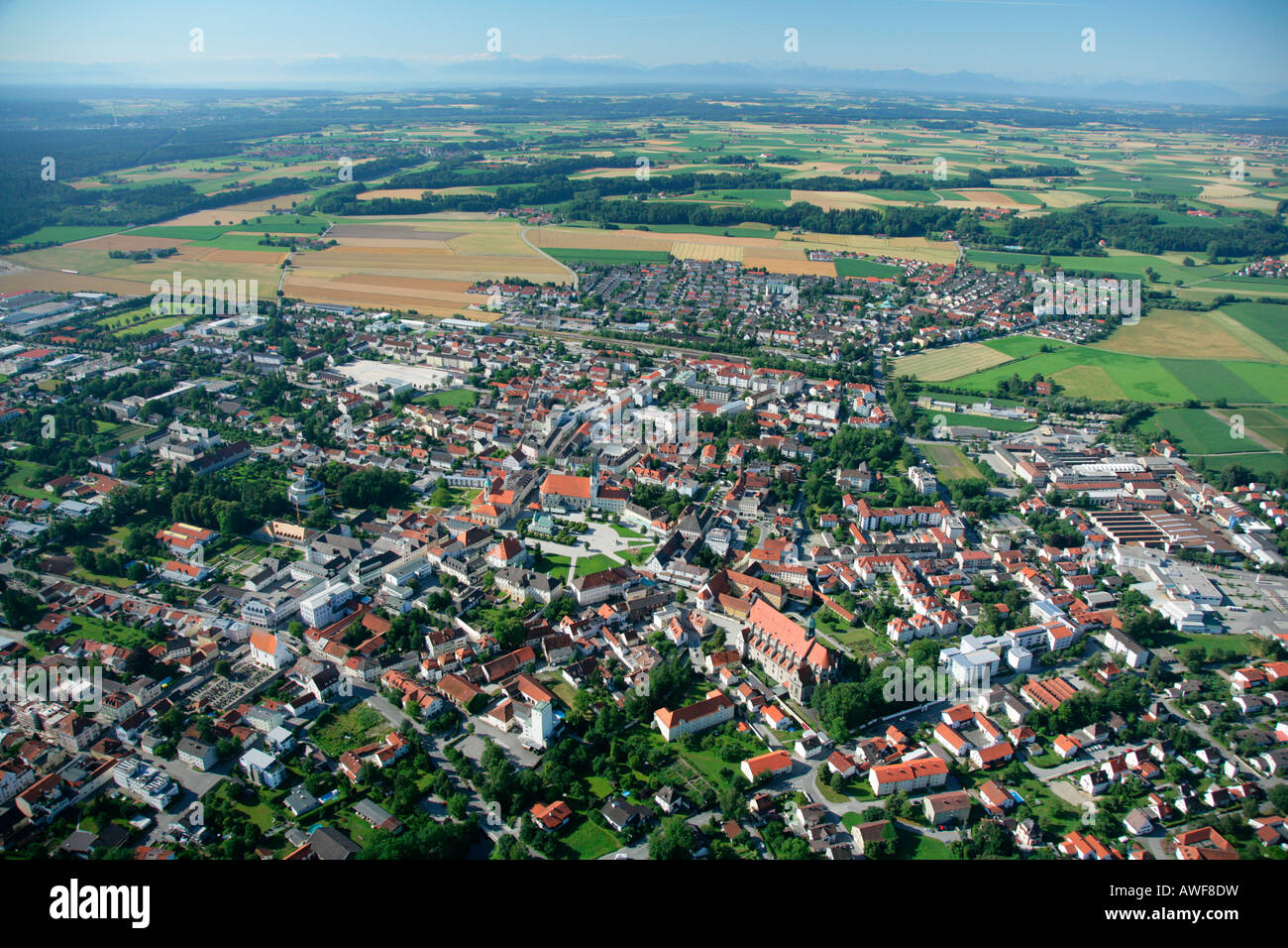 Aerial view of Altoetting, Upper Bavaria, Bavaria, Germany, Europe ...