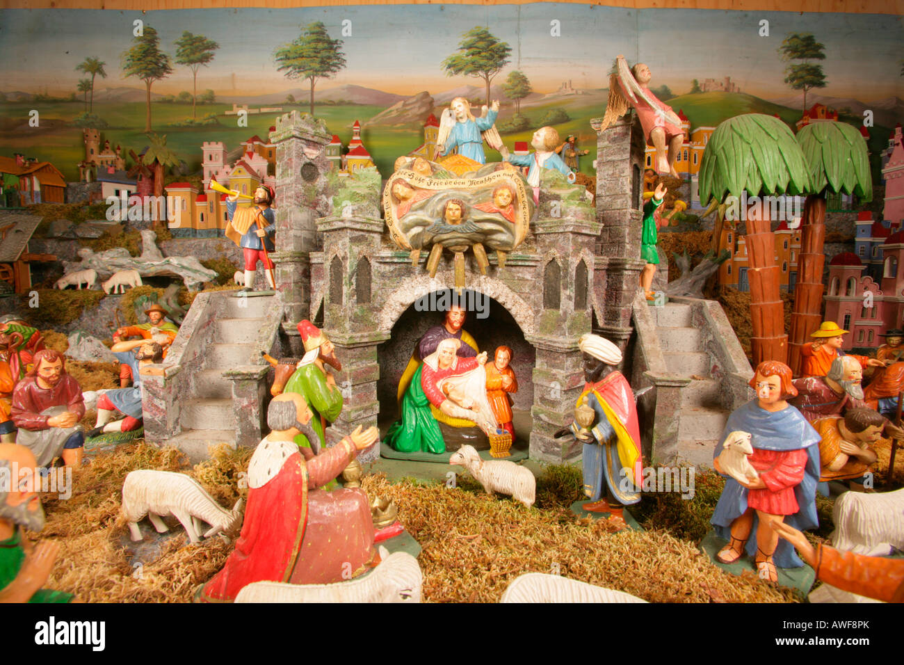 Bohemian nativity scene, Rott am Inn, Upper Bavaria, Bavaria, Germany ...