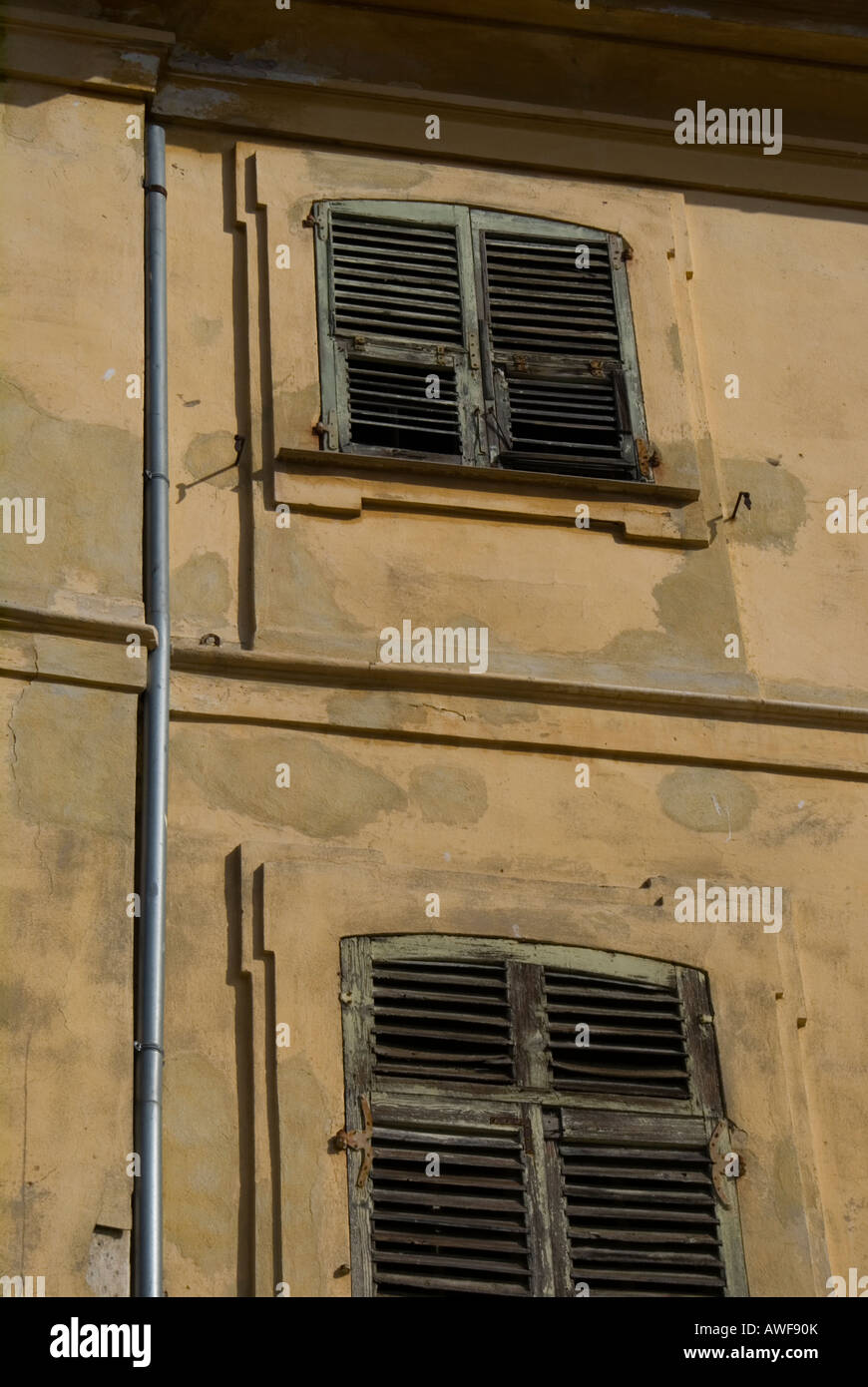 old rustic french shuttered windows Stock Photo - Alamy