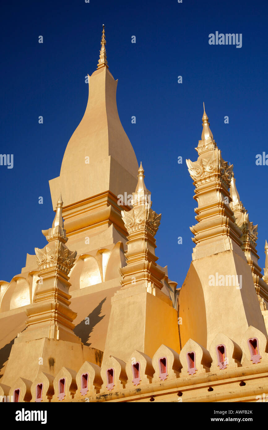 The beautiful golden stupa of Pha That Luang national symbol of Laos In ...