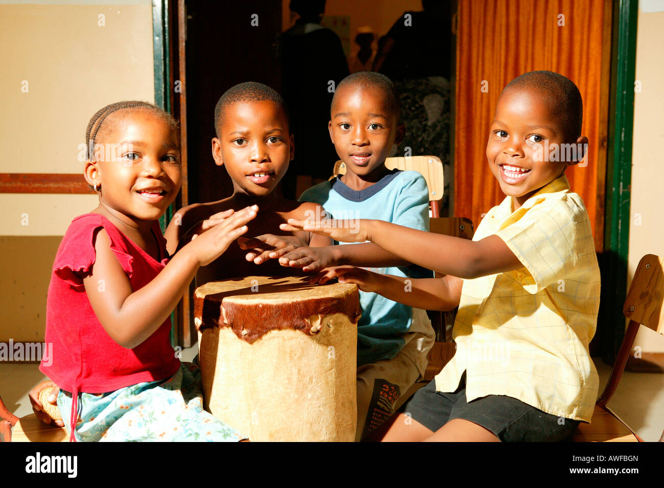 Children drumming, Gaborone, Botswana, Africa Stock Photo - Alamy