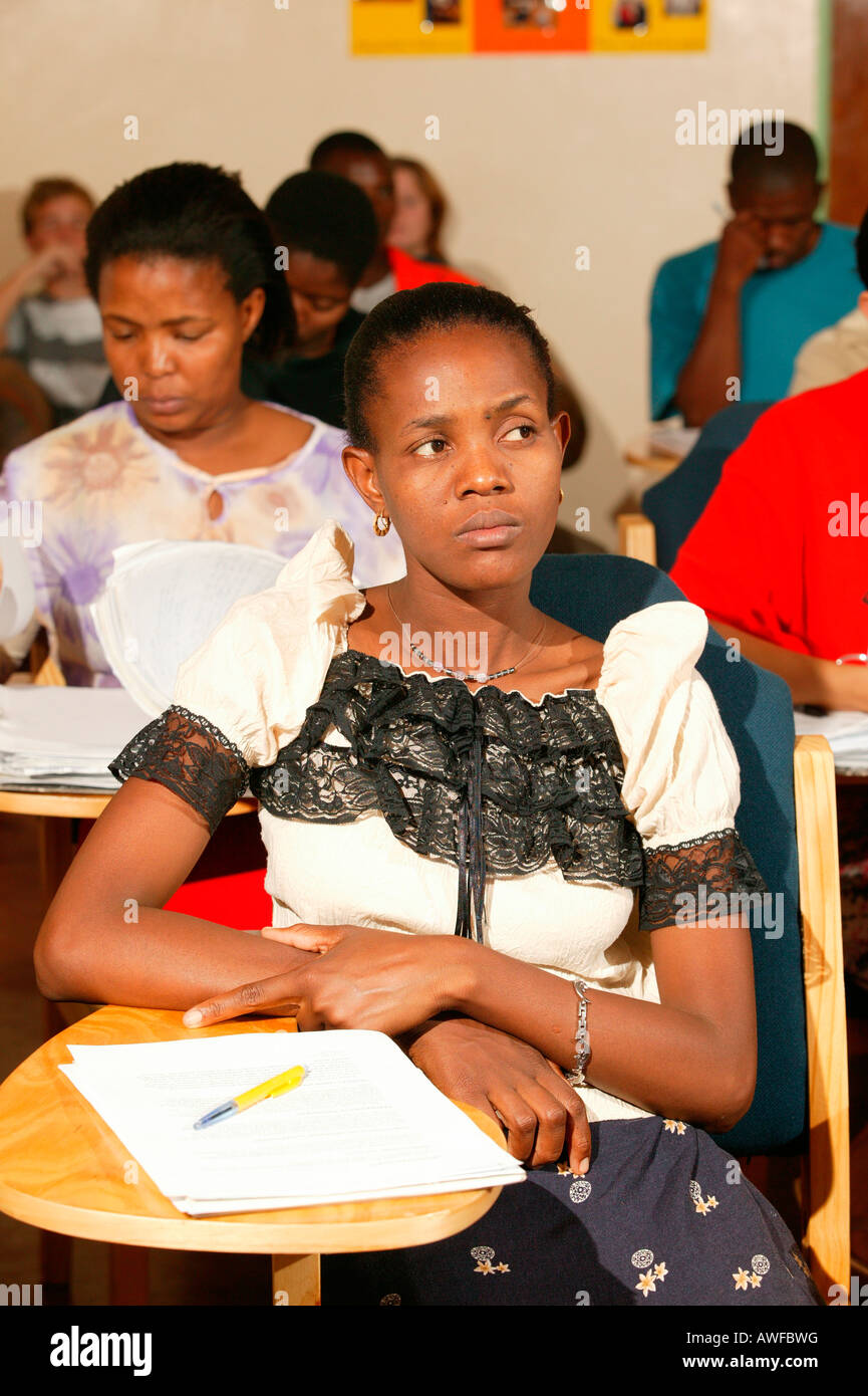 Female student during a lecture, Woodpecker Seminar, Francistown ...