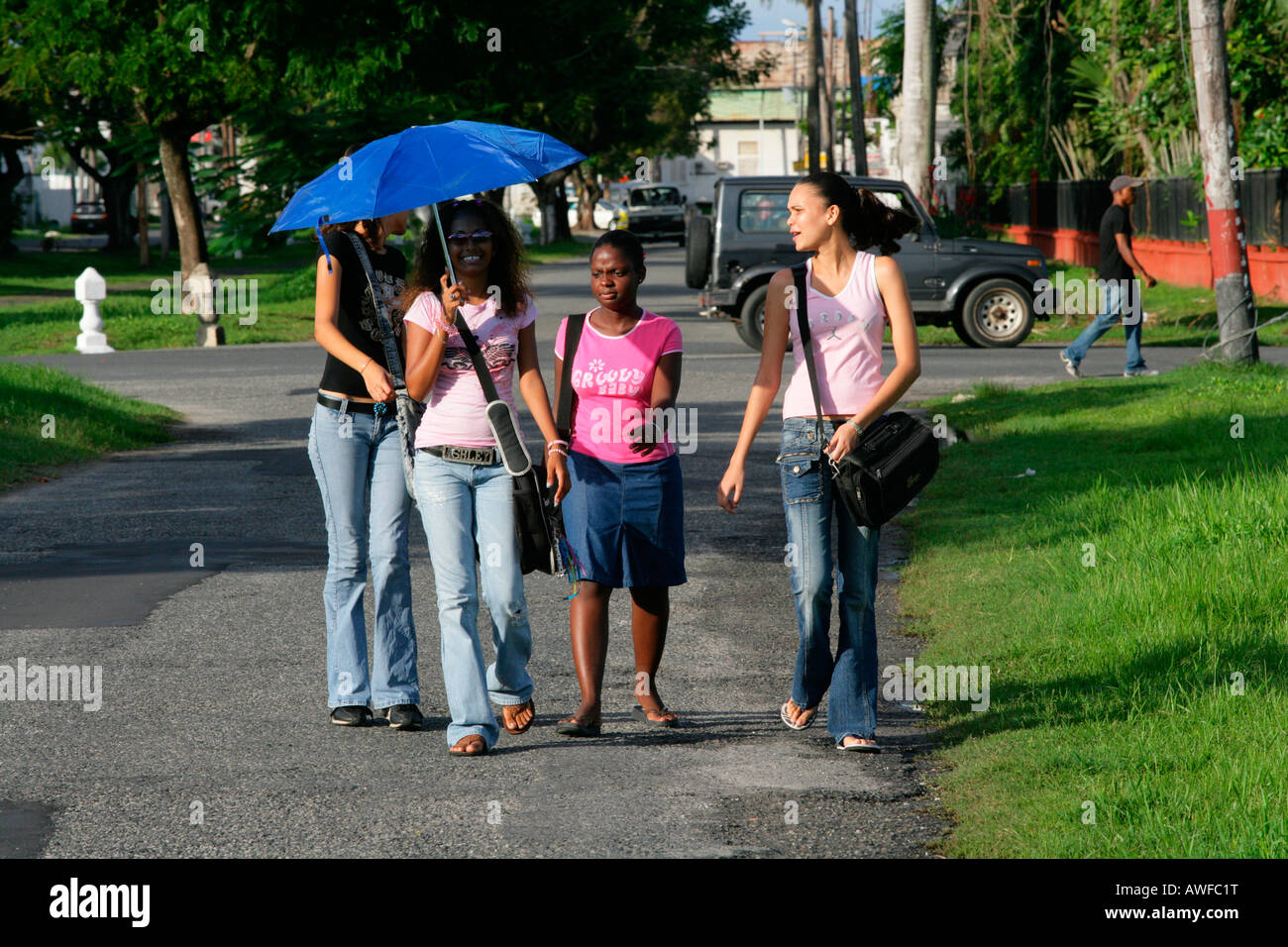 Young people in a park in Georgetown, Guyana, South America Stock Photo ...