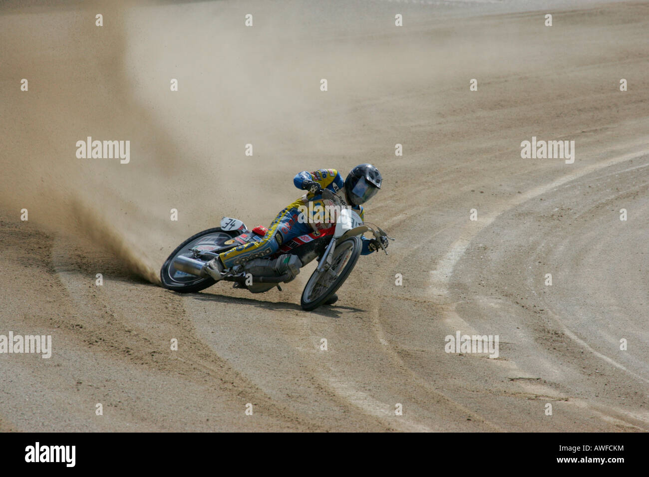 Short track race, international motorcycle race on a dirt track ...
