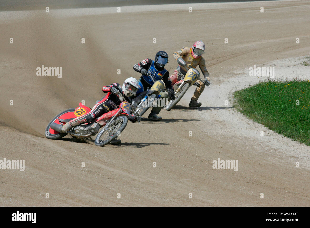 Short track race, international motorcycle race on a dirt track ...