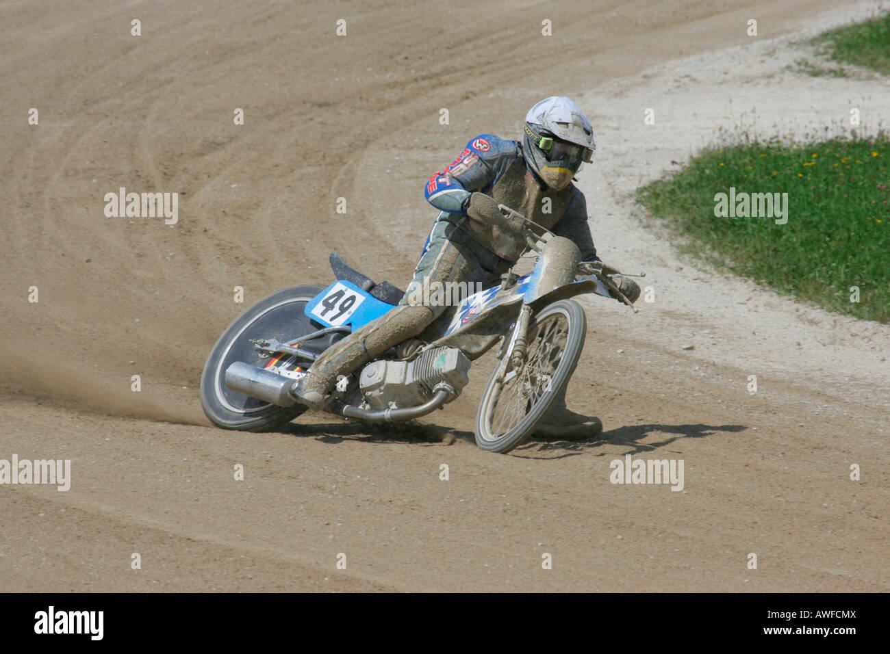 Short track race, international motorcycle race on a dirt track ...