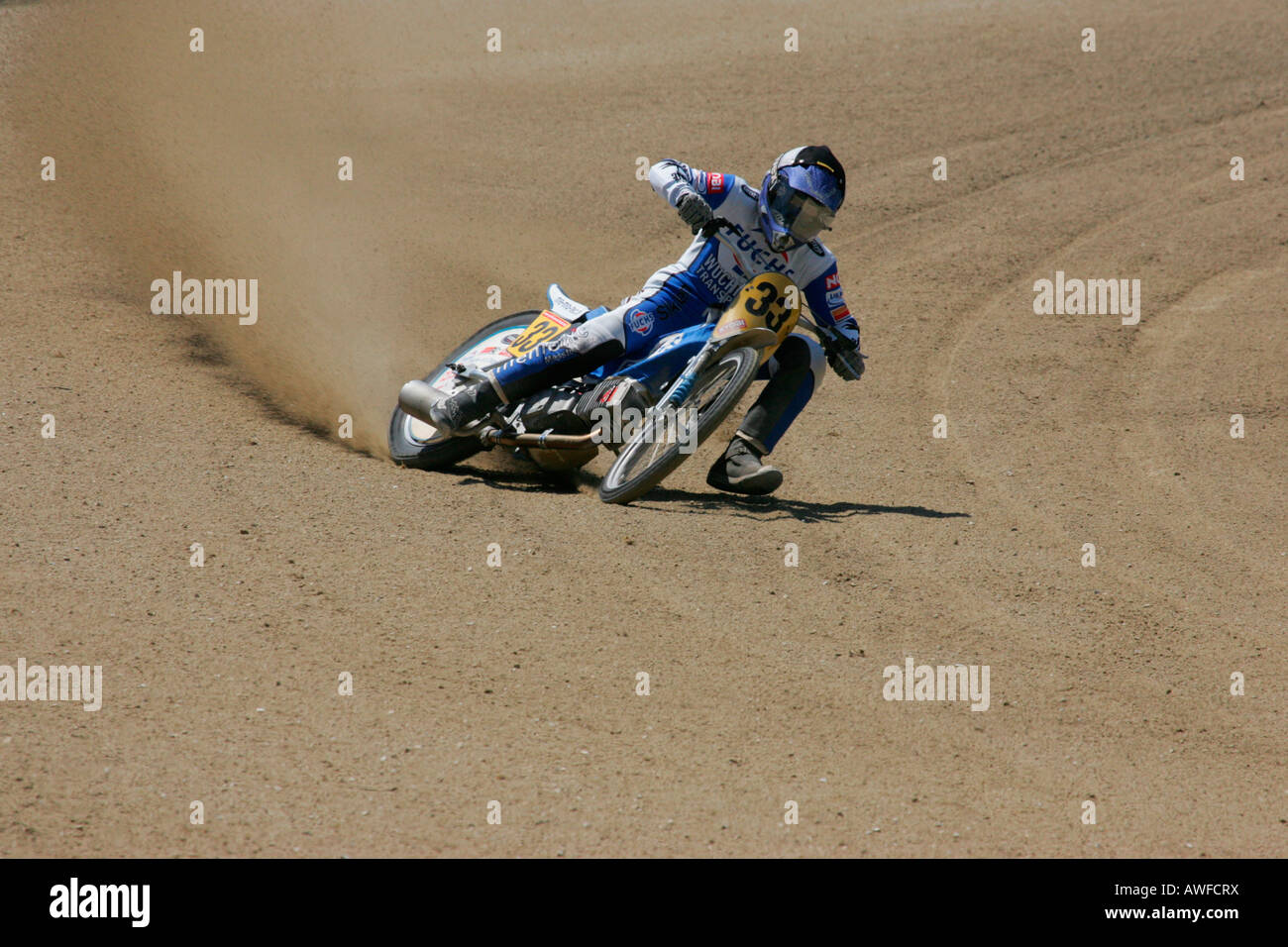 Short track race, international motorcycle race on a dirt track ...