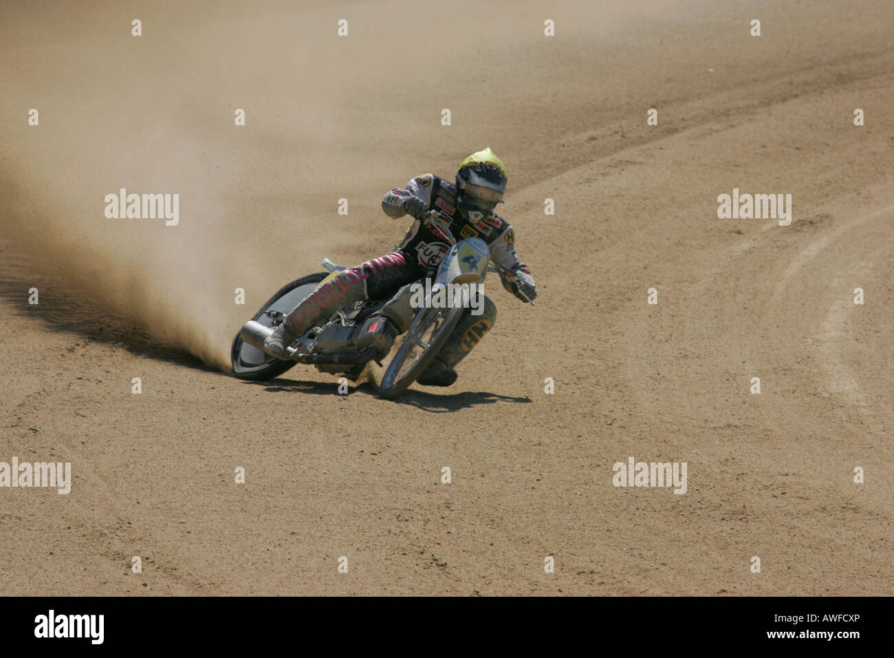 Short track race, international motorcycle race on a dirt track ...