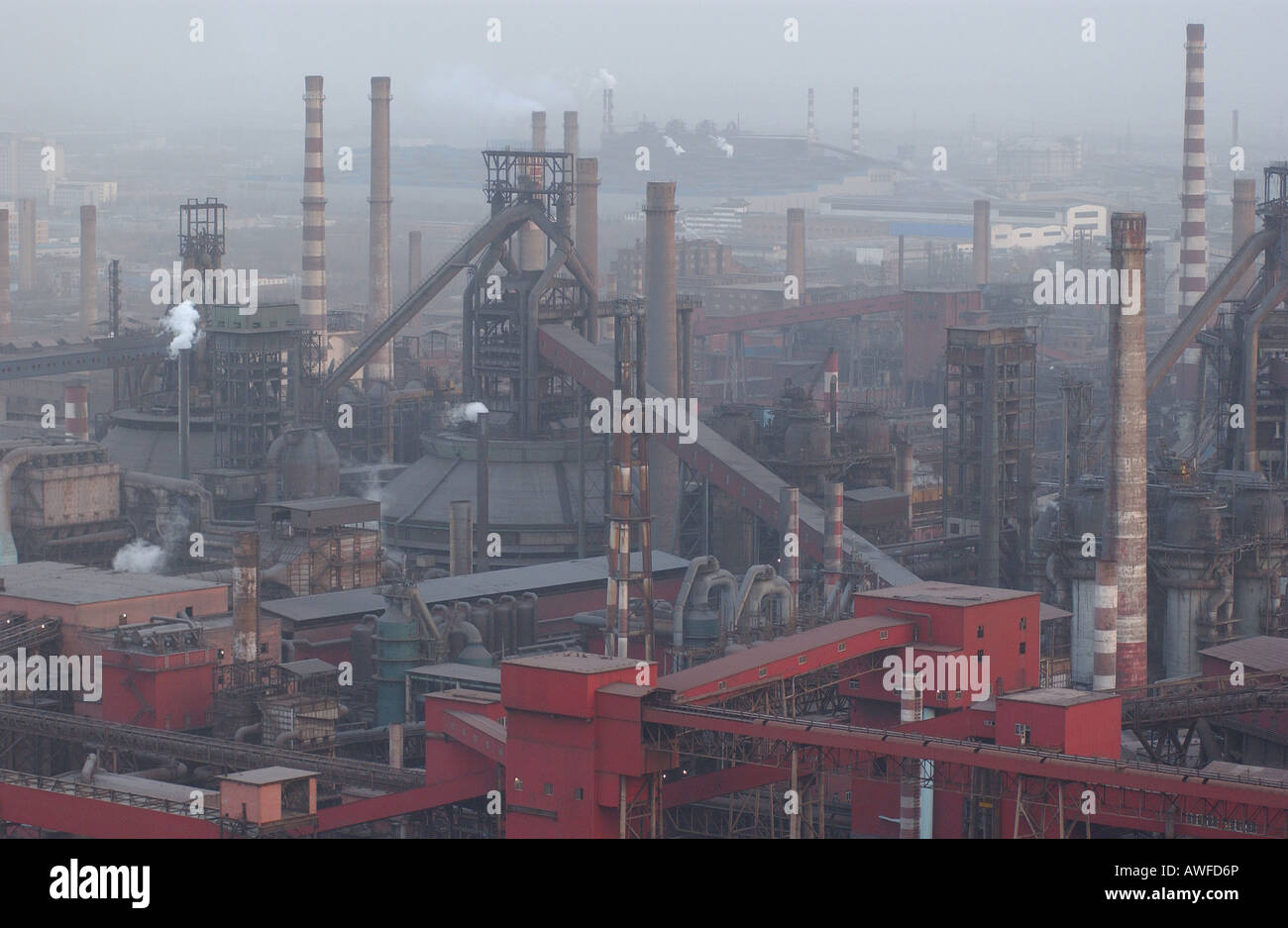 Beijing pollution and smoke belch from Shougang Steel (Capital Iron and ...