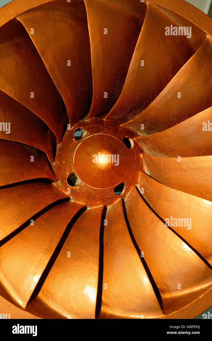 Turbine at an old hydroelectric power station, Isen, Upper Bavaria ...