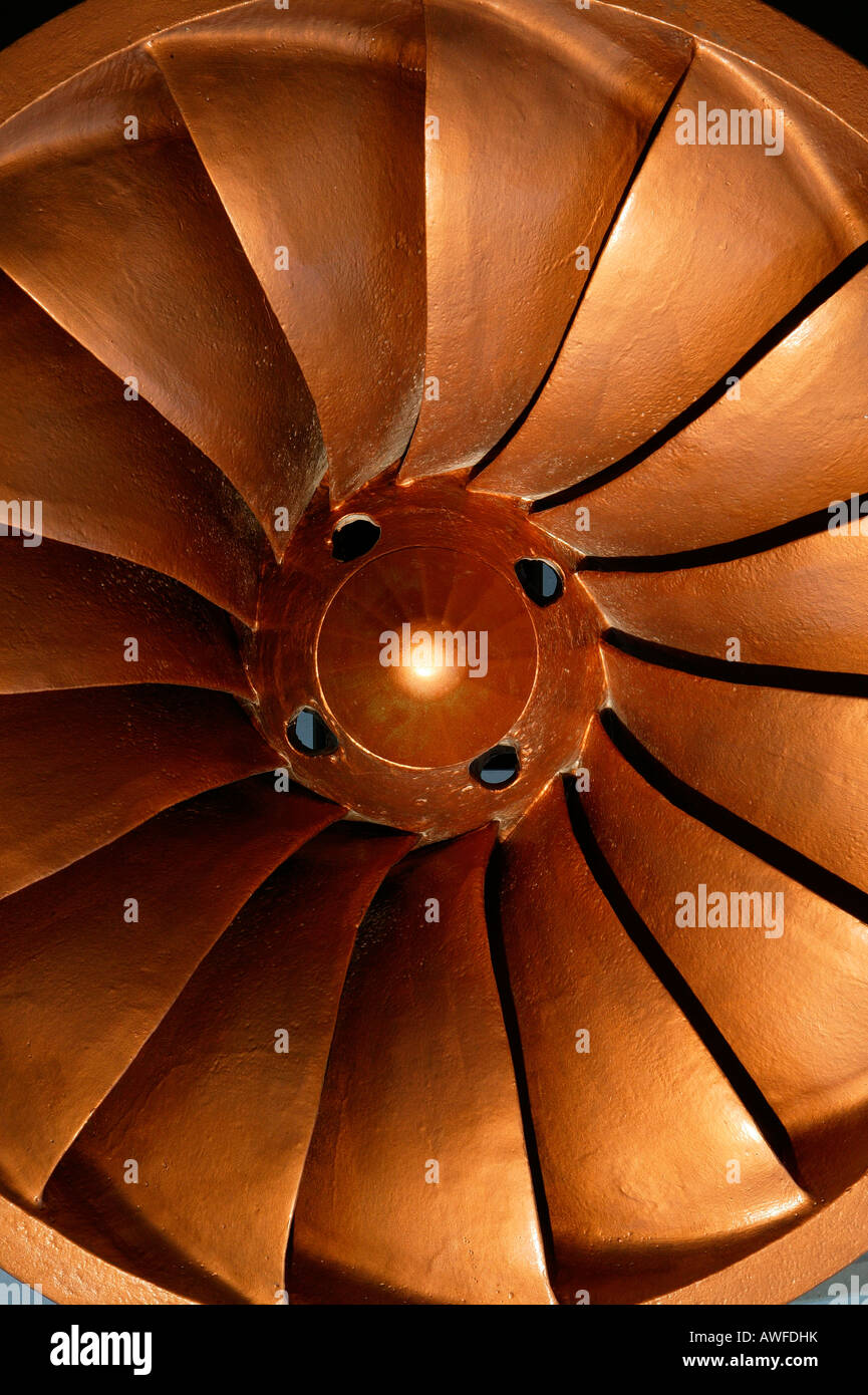 Turbine at an old hydroelectric power station, Isen, Upper Bavaria ...