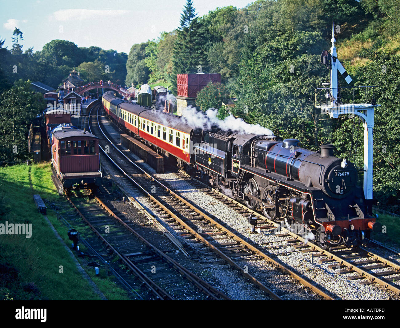 GOATHLAND NORTH YORKSHIRE UK September Steam engine No 76079 of the ...