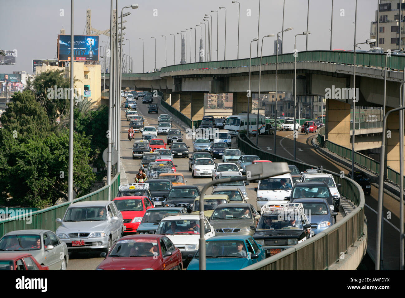 Traffic jam on an expressway in Cairo, Egypt, North Africa, Africa ...