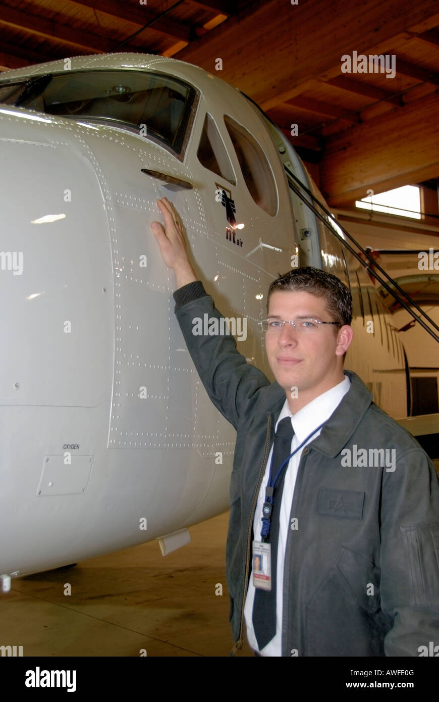 A pilot does his preflight check,making sure vent is unobstructed Stock ...