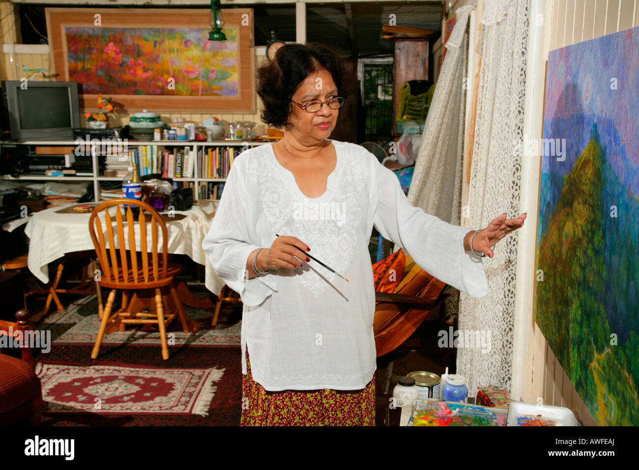 Artist Bernadette Persaud in her studio, Georgetown, Guyana, South ...