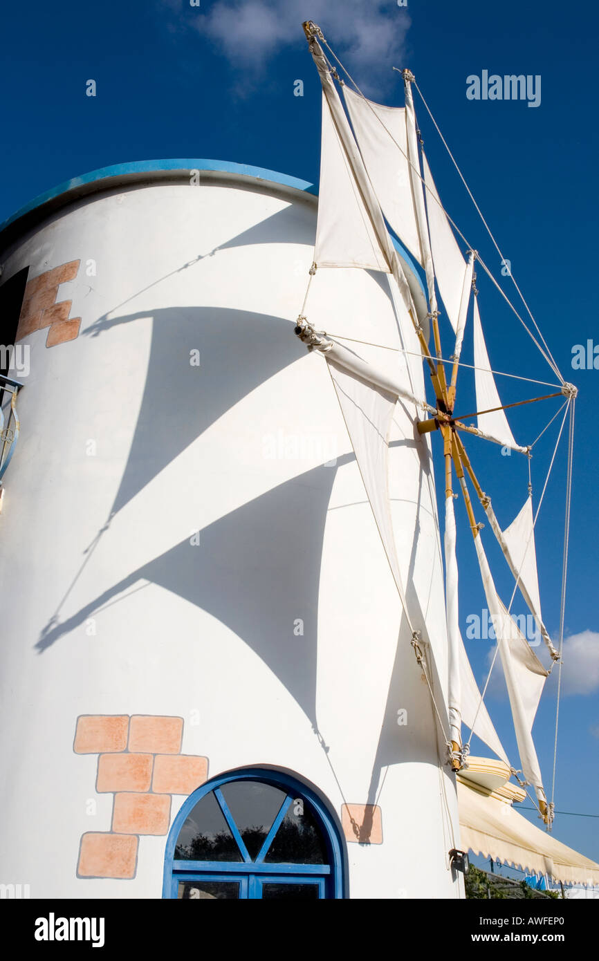 Greek Windmill & Sail Shadows, Zaykanthos, Greece Stock Photo - Alamy