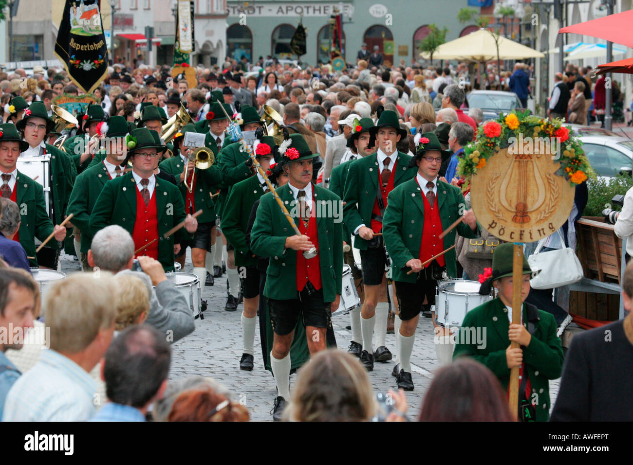 Drummers dressed in traditional garb at an international festival for ...