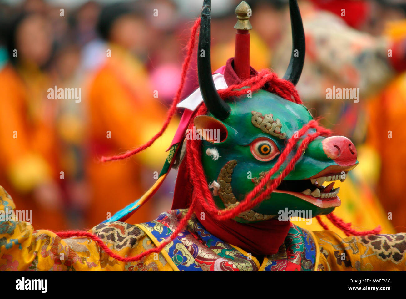 Masked dancer at the Tsechu (festival), Thimphu, Bhutan Stock Photo - Alamy
