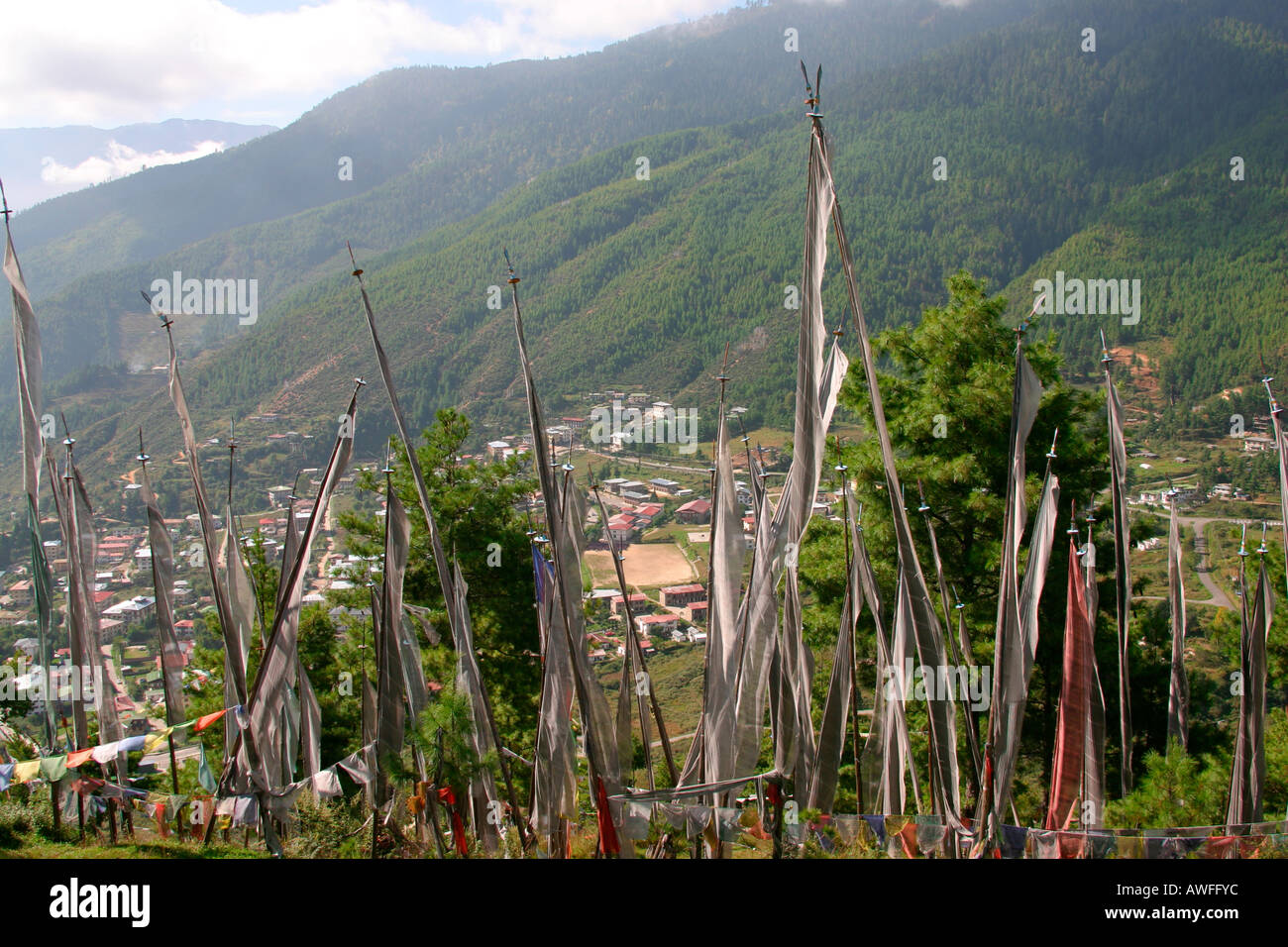 View of the Thimphu valley from the radio tower in Thimphu, Bhutan ...