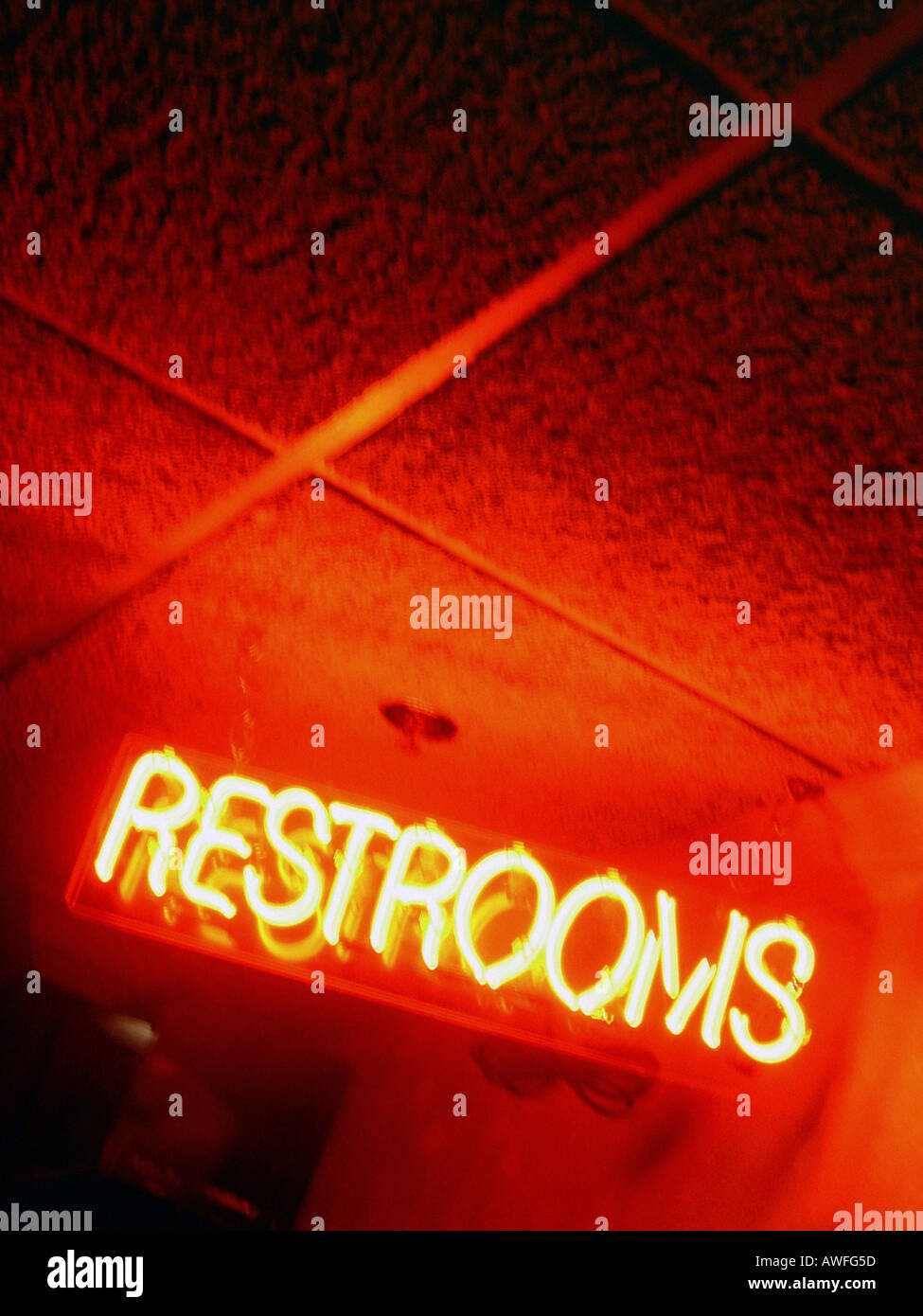 Restrooms Neon Sign Copy Space Stock Photo - Alamy