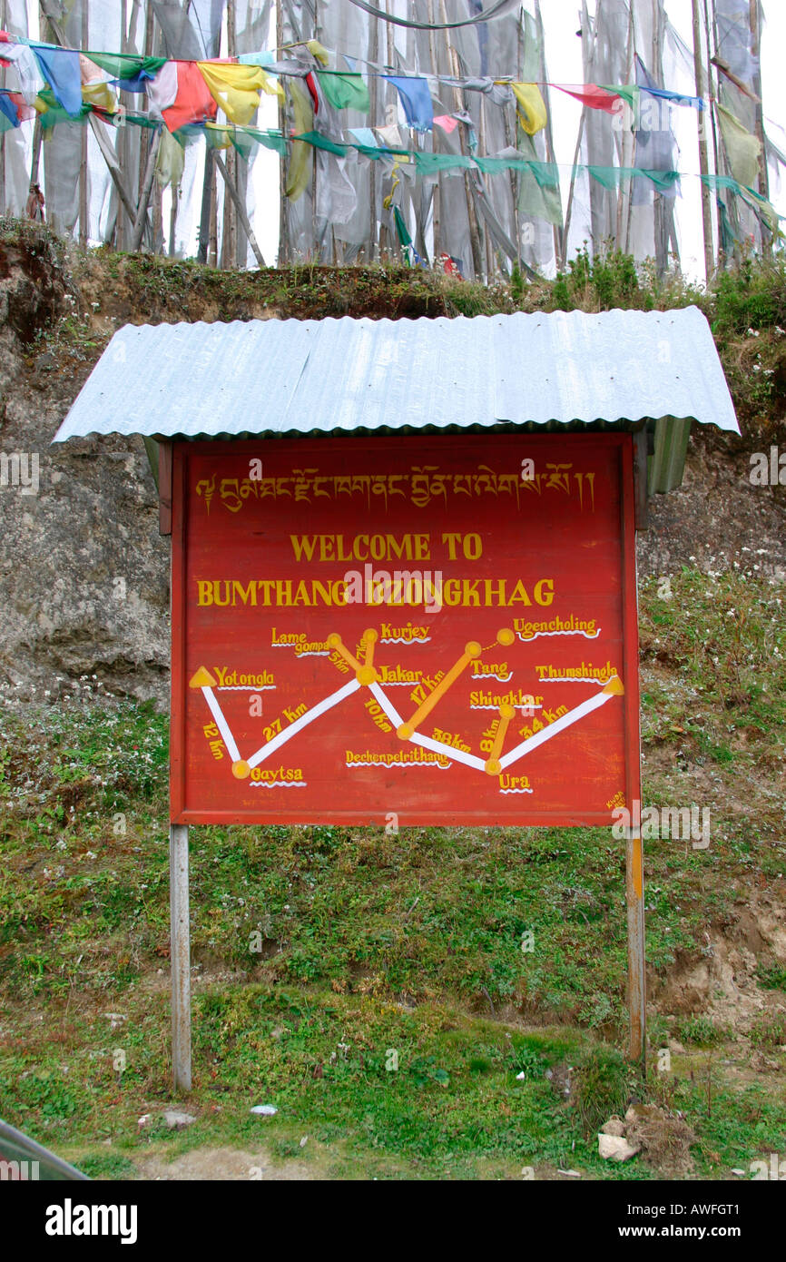 Welcome to Bumthang DzongKhang sign, Bhutan Stock Photo - Alamy