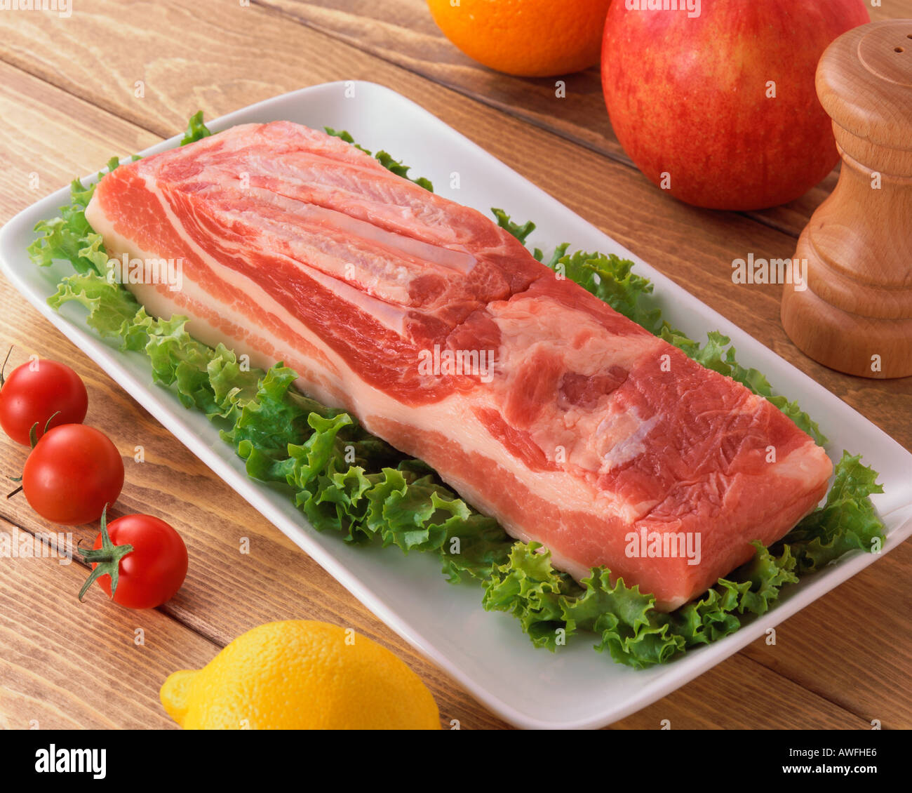 Uncooked pork block Stock Photo - Alamy