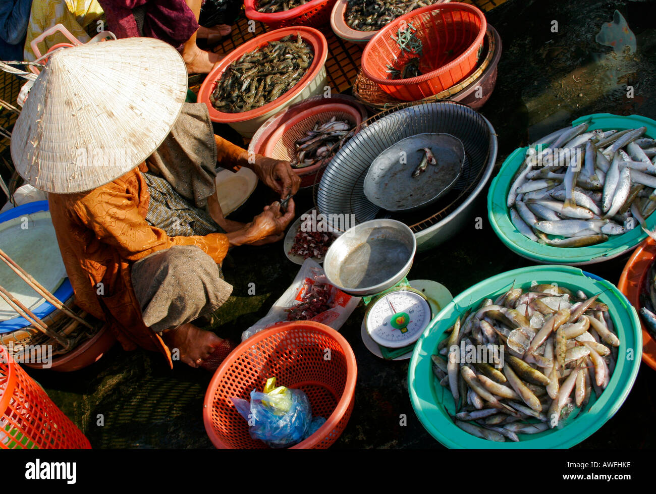 Old lady selling fresh fish hi-res stock photography and images - Alamy