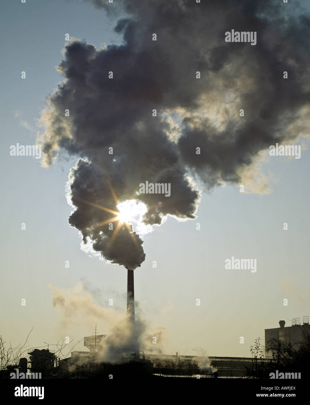 Factory smoke stack, pollution Stock Photo - Alamy