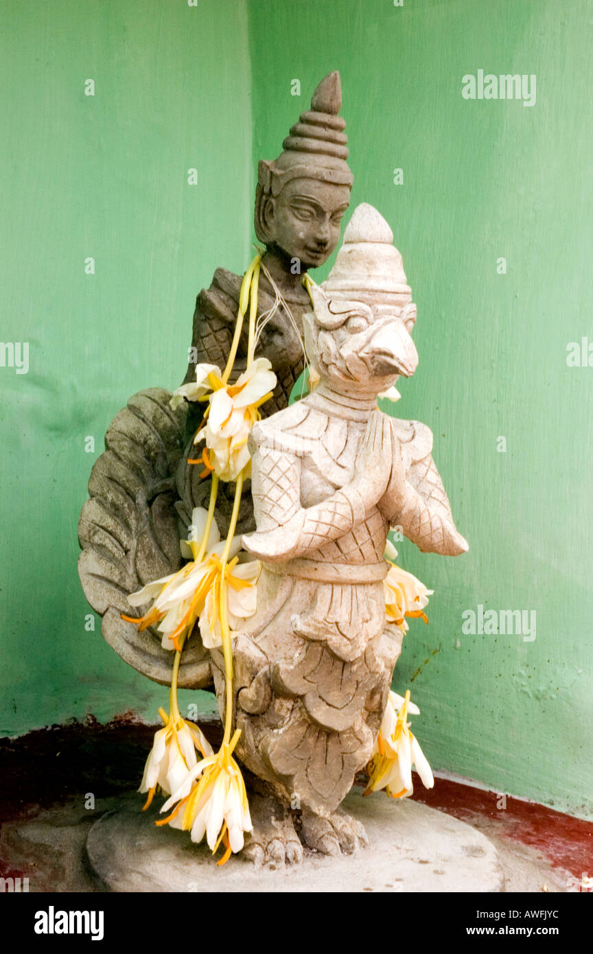 Stock photograph of a Garuda statue at the golden Shwedagon Pagoda in ...
