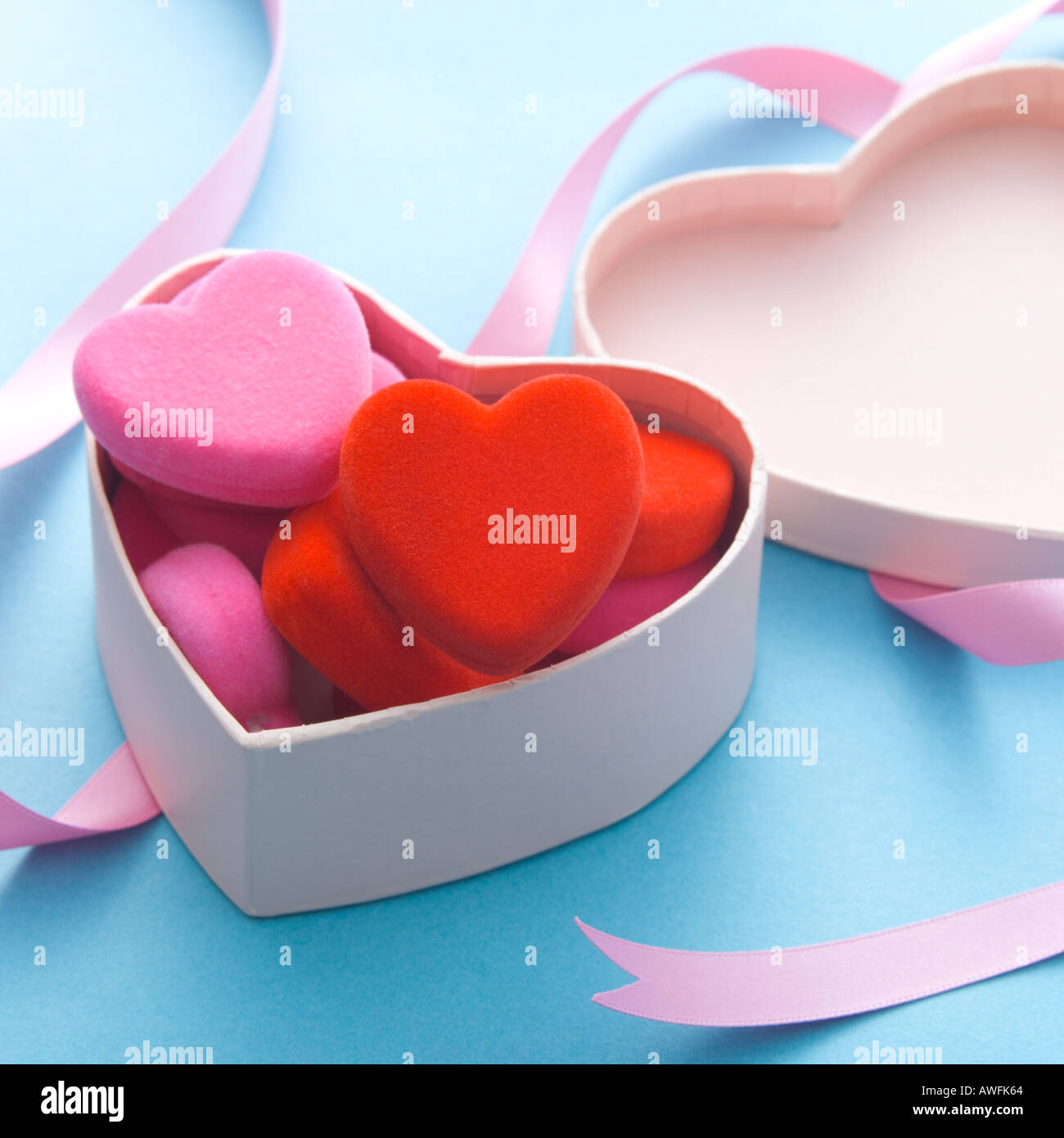 Heart shaped objects in box Stock Photo - Alamy