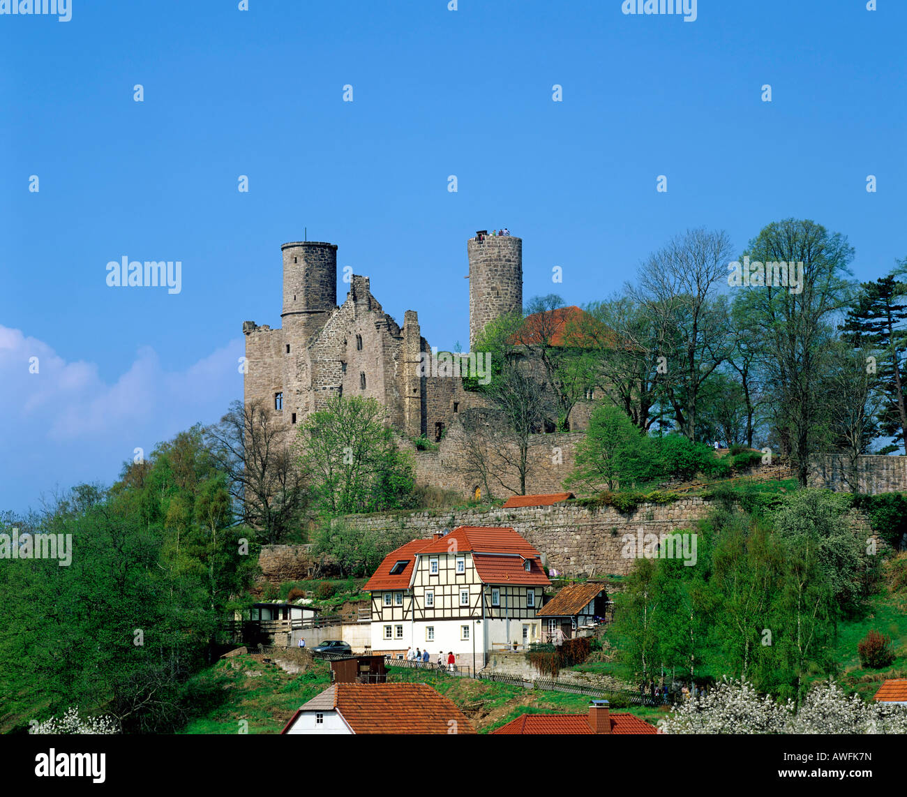 Burg Hanstein castle ruins near Bornhagen, Thuringia, Germany, Europe ...