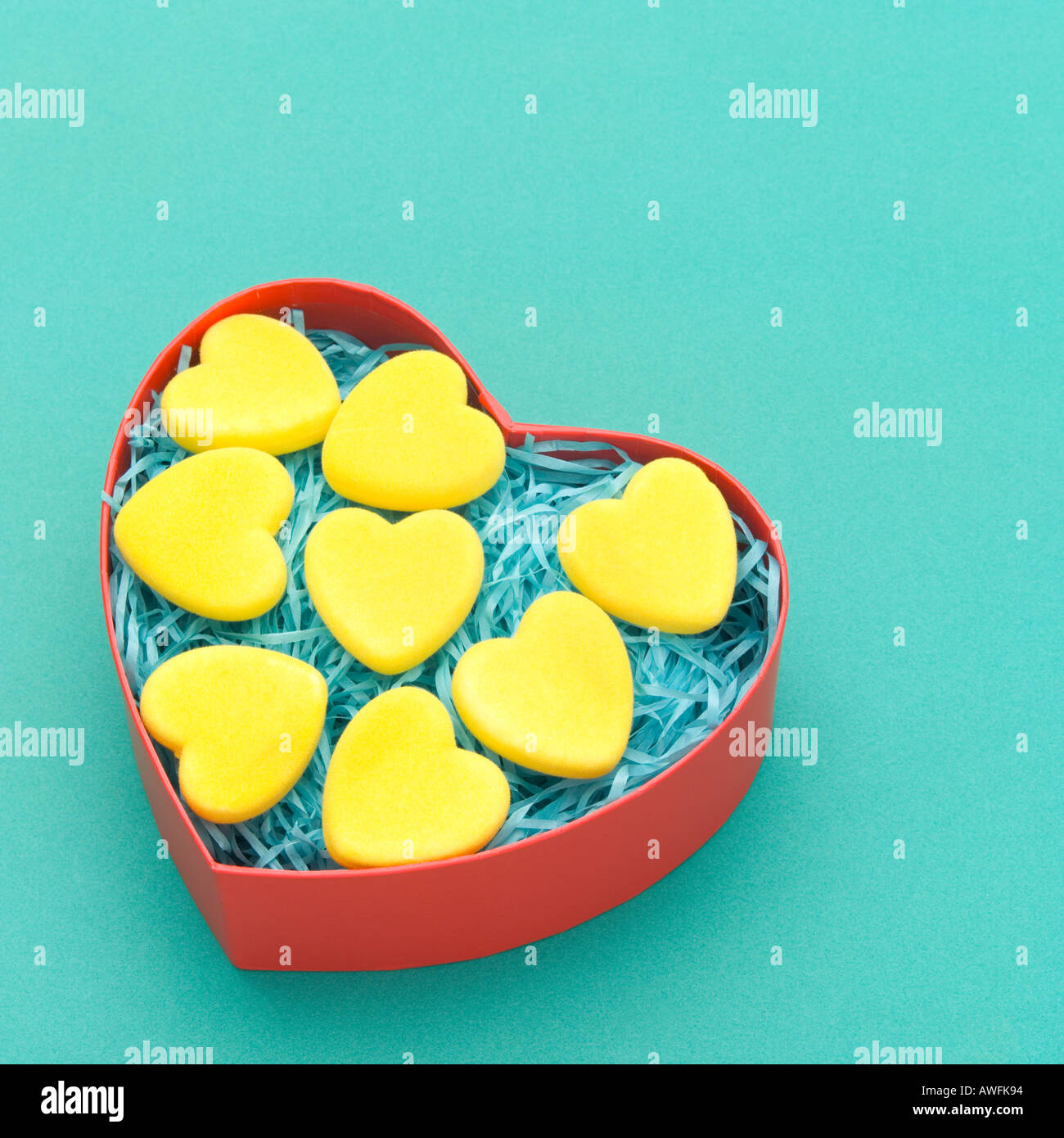 Heart shaped objects in box Stock Photo - Alamy