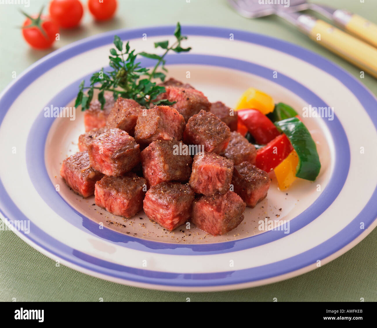 Diced beef steak Stock Photo - Alamy
