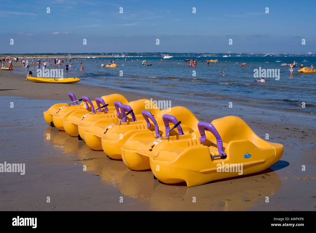 Pedallo's on Studland Bay Beach in Dorset Stock Photo - Alamy