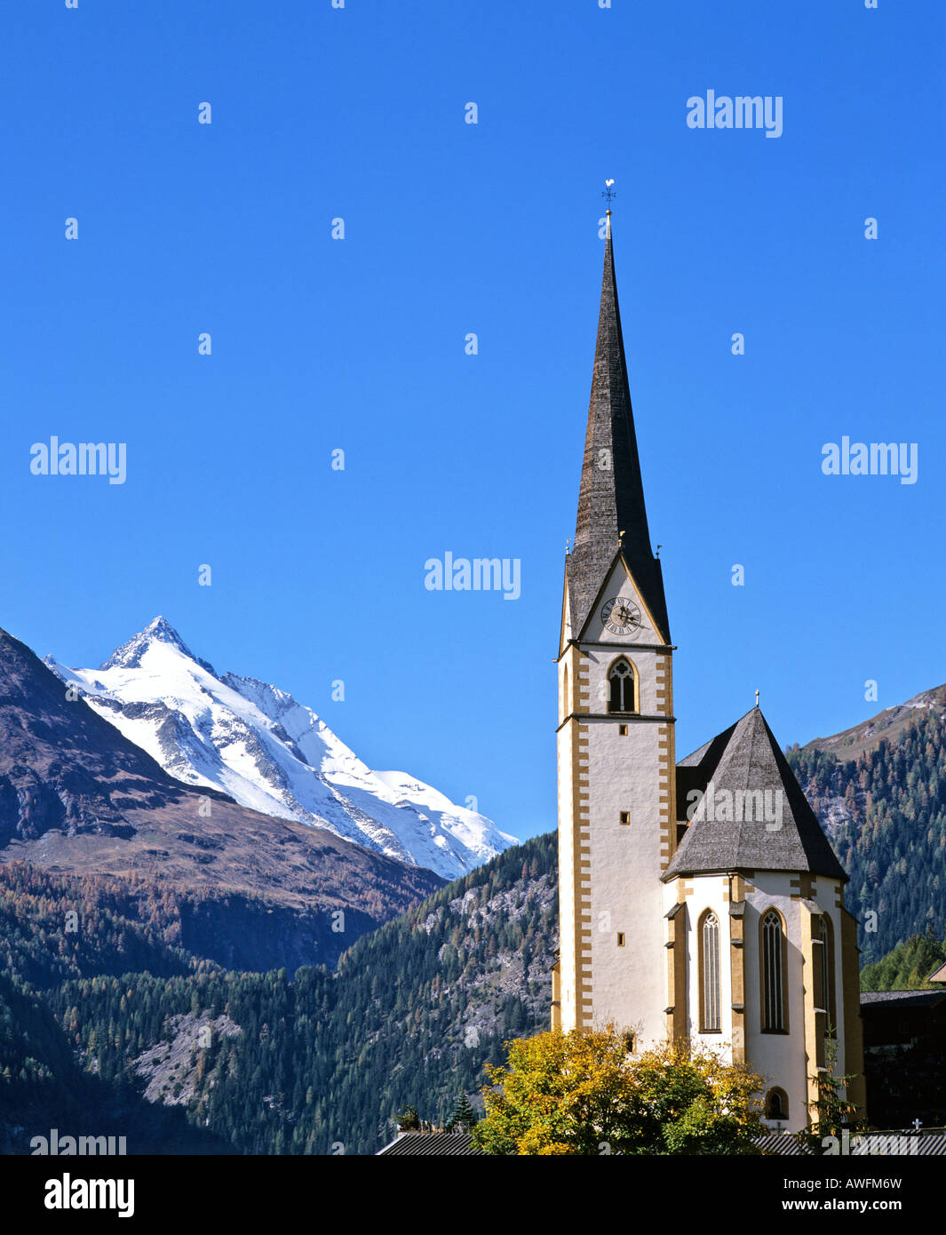 Holy Vincent pilgrimage church with Mt. Grossglockner in background ...